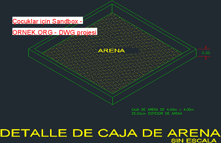 Çocuklar için Sandbox dwg projesi - Autocad Projeler