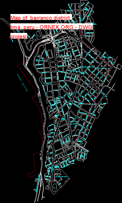 Map of barranco district, lima, peru dwg projesi - Autocad Projeler