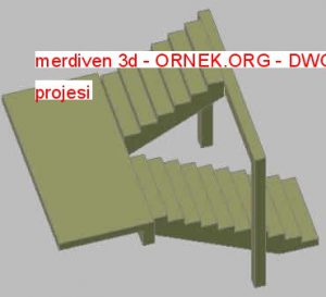 U merdiven Plan dwg projesi - Autocad Projeler