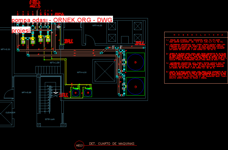 pompa odası dwg projesi - Autocad Projeler