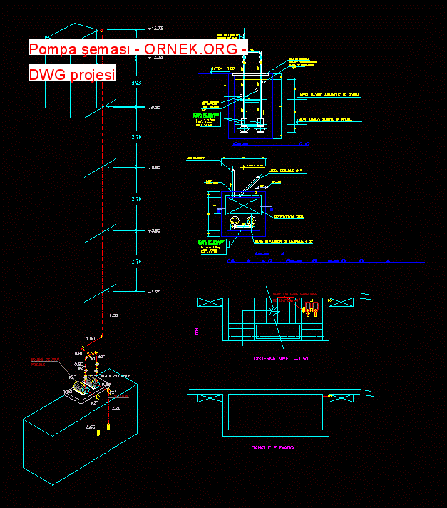 Pompa şeması dwg projesi - Autocad Projeler