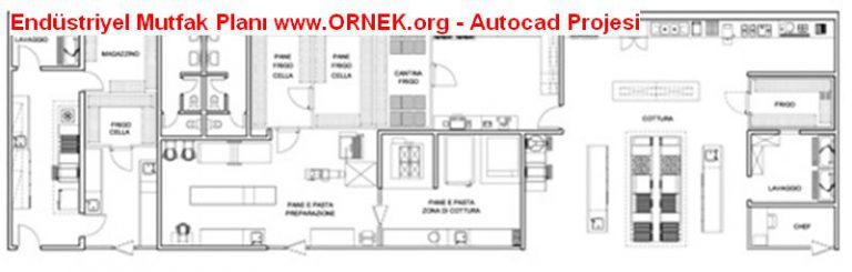 Endüstriyel Mutfak Planı dwg projesi - Autocad Projeler