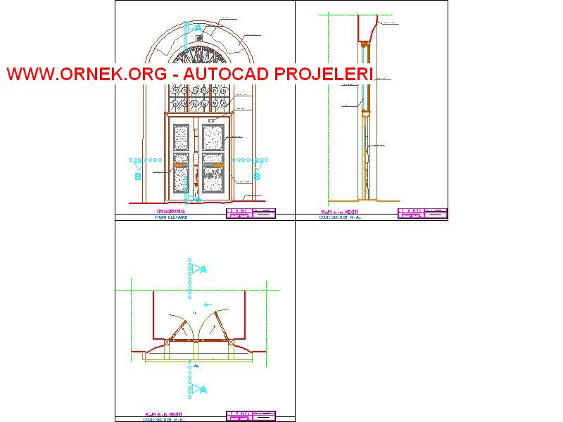 Kapı kesit görünüş ve plan detayı dwg projesi - Autocad Projeler